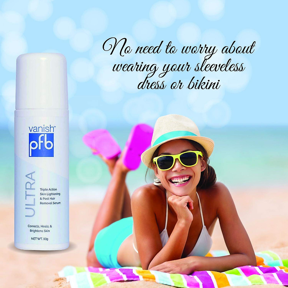 PFB Vanish Ultra with Chromabright & Shitake Mushroom, Triple Action Dark Spot Remover, Ingrown Hair & Razor Bump Stopper, Roll-On Skin Care Treatment, 93g – New Formula