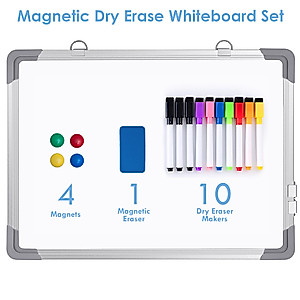 Small White Board Dry Erase for Wall, ARCOBIS 12" x 16" Magnetic Hanging Double-Sided Whiteboard, Portable Mini White Board for Kids Drawing, Kitchen Grocery List, Cubicle Planning Memo Board