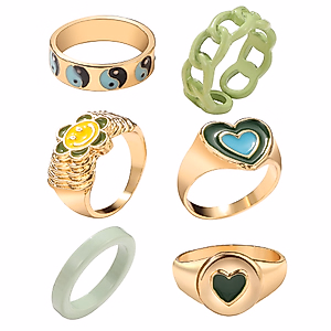 17 MILE Chunky Rings Colorful, Trendy Resin Acrylic Open Stackable Finger Knuckle Y2K Rings for Women (Color 5)