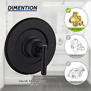 Compatible with Moen T2901BL Gibson Posi-Temp Valve Trim Kit Replacement, Matte Black Shower Trim Kit Shower Lever Handle (#2510 Valve Required)