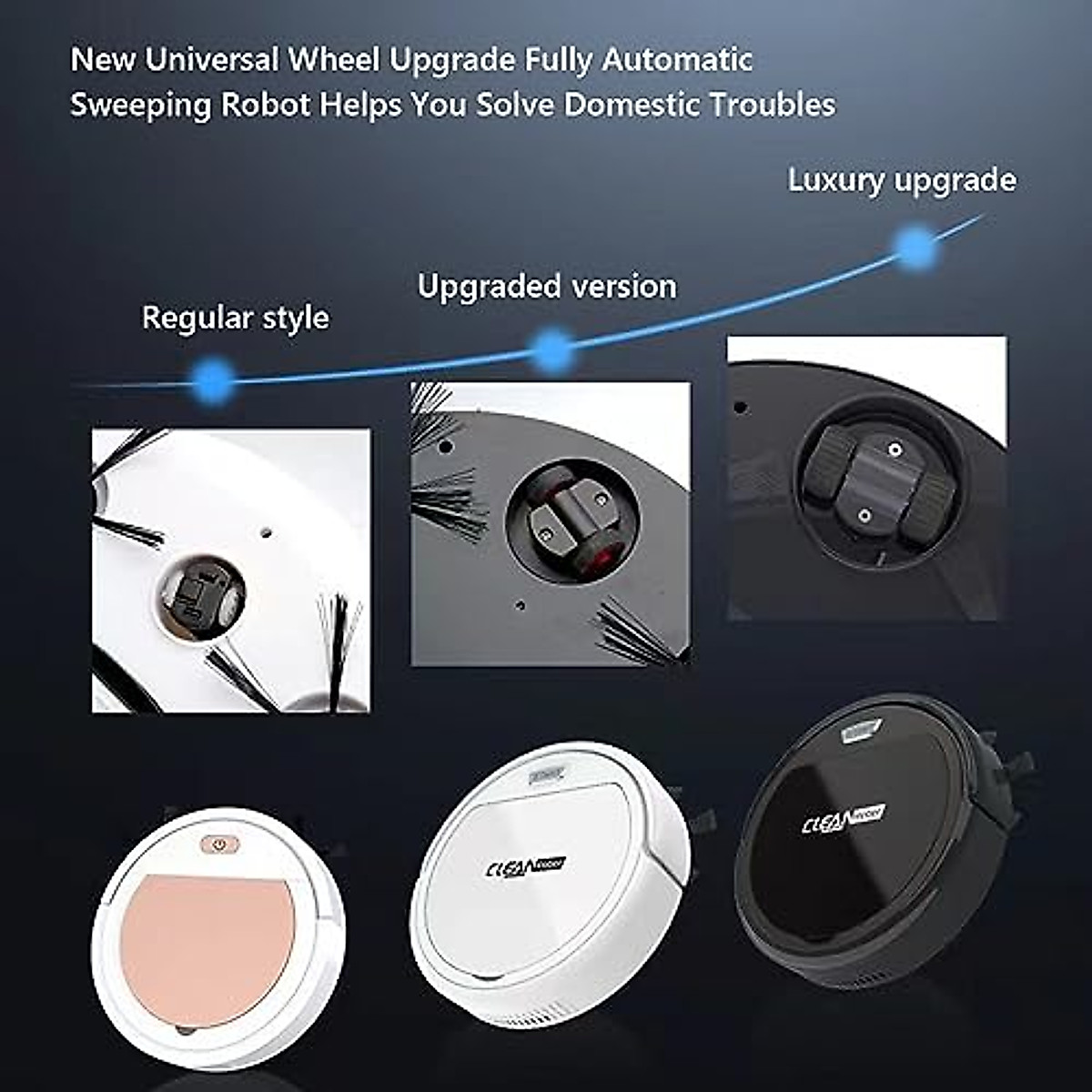 Robot Vacuum and Mop Combo, 3 in 1 Robotic Vacuum Cleaner with Watertank/Dustbin/Brush, Blocked by Hair, Remote/App, Ideal for Hard Floor/Pet (Black)