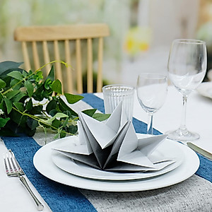 Fanxyware Star Shaped Origami Dinner Napkins in Gradient Black & White (Disposable) - 12 Pack, 23" x 15", 3-Ply Paper - Style Name: Pop Gaze