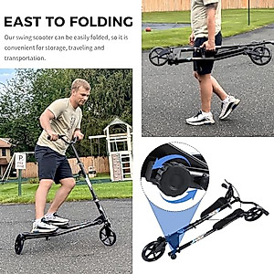 AODI 3 Wheel Foldable Scooter Swing Scooter Tri Slider Kick Wiggle Scooters Push Drifting with Adjustable Handle for Boys/Girl/Adult Age 8 Years Old and Up