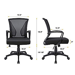 VICTONE Office Chair Home Office Desk Chair Task Mid Back Mesh Chair Ergonomic Swivel Lumbar Support Desk Computer Chair (Black)