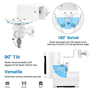 HOLACA Gutter Mount for Ring Stick Up Cam Plug-in HD Security Camera and Ring Stick Up Cam Battery HD Security Camera-Weatherproof-Give a Perfect Angle for Your Ring Stick Up Cam(3rd)