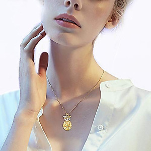 AOBOCO 925 Sterling Silver Pineapple Necklace Gold Plated Pendant Jewelry Gift for Women