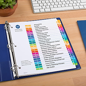 Avery A-Z Tab Dividers for 3 Ring Binders, Customizable Table of Contents, Multicolor Tabs, 12 Sets (11125)