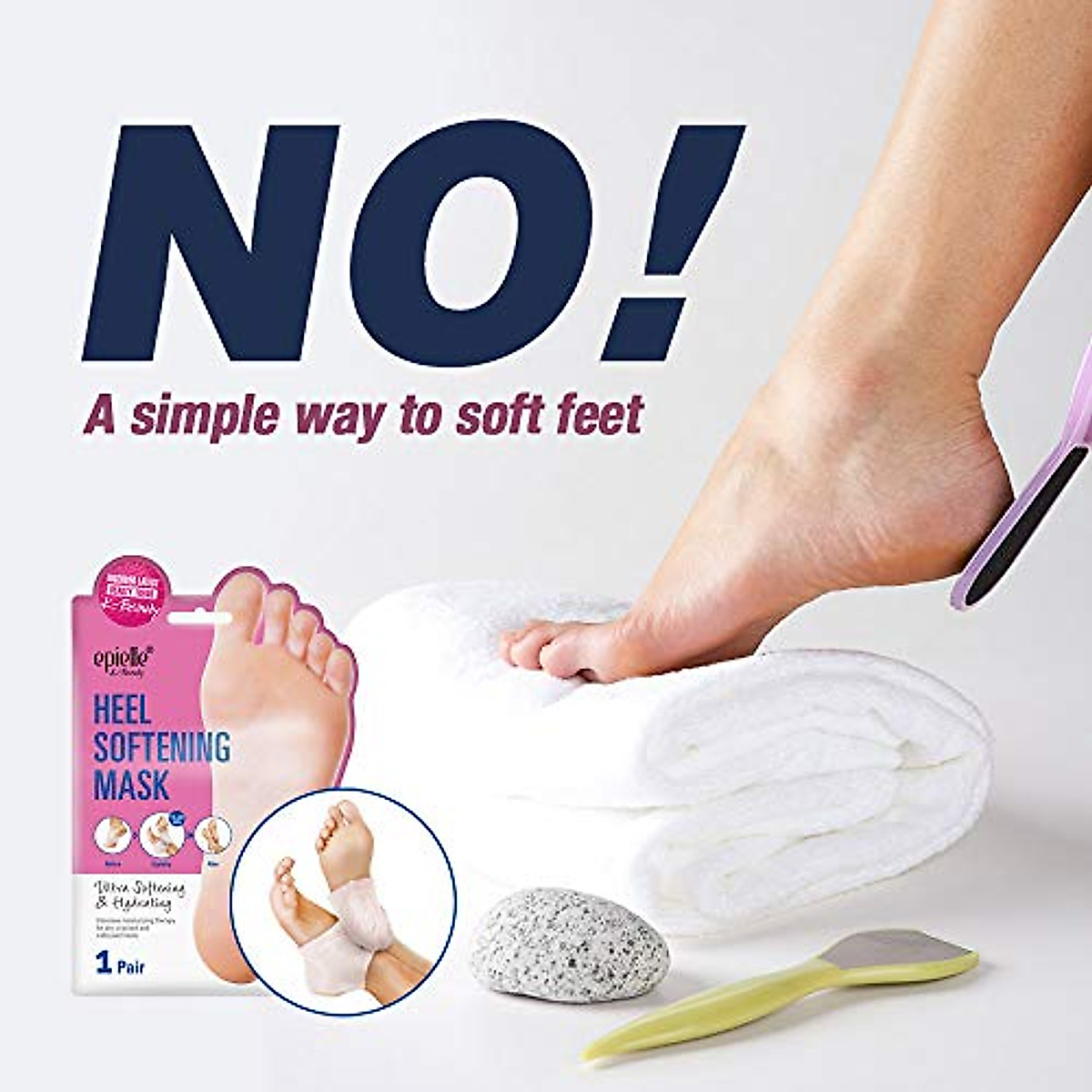Epielle Foot Pedi Mask (Heel Softening Mask 2pk) Moisturizing Socks Heel Therapy for dry, cracked and callous rough heels | Foot Spa, Self Foot Care, Summer Foot | Ultra Softening & Hydrating. STOCKING STUFFERS!!