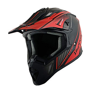 1Storm Adult Motocross Helmet BMX MX ATV Dirt Bike Downhill Mountain Bike Helmet Racing Style H637 + Motorcycle Bluetooth Headset: Storm Red