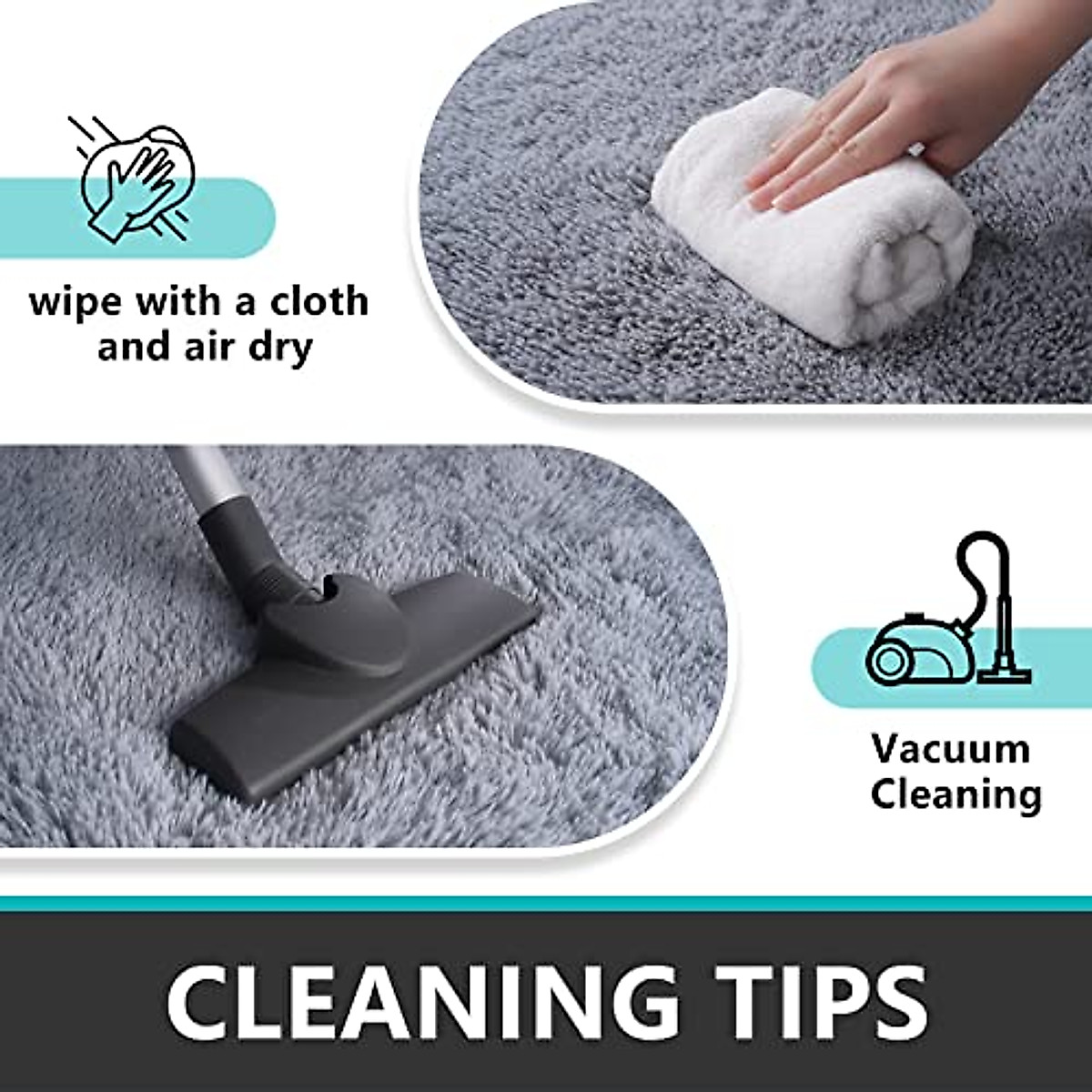 Unirea Soft Shaggy Area Rugs for Bedroom, 5x8 Feet, Fluffy Indoor Modern Plush Carpets for Living Room Kids Room Nursery Home Decor, Upgrade Anti-Skid Rectangular Fuzzy Rug, Grey