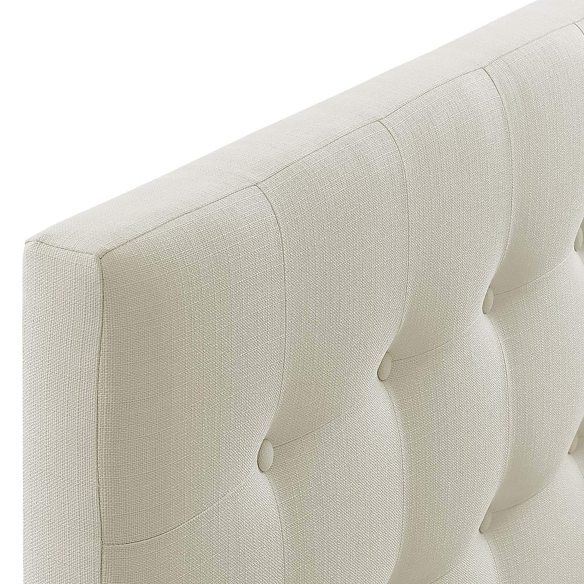 Modway Emily Tufted Button Linen Fabric Upholstered King Headboard in Ivory
