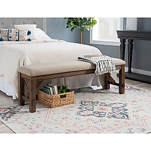 Linon Chester Rustic Farmhouse Bench White Stained, White Finish Farmhouse, Traditional, Rustic