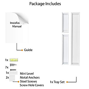 Wallniture Philly Floating Bookshelves for Kids Room Decor, Varying Sizes White Bookshelf Set of 3 for Living Room, Bathroom Storage Shelf