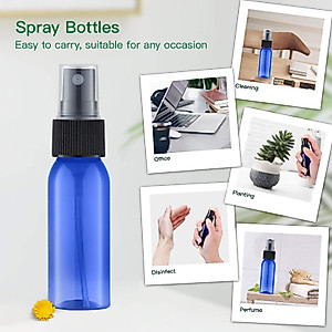 LISAPACK 1oz Small Plastic Blue Spray Bottle (12 Pack) Empty Mini Fine Mist Travel Size Atomizer, Tiny Sprayer for Little Perfume, Water, Cologne, Alcohol, Samples (Cobalt Blue, 30ml)