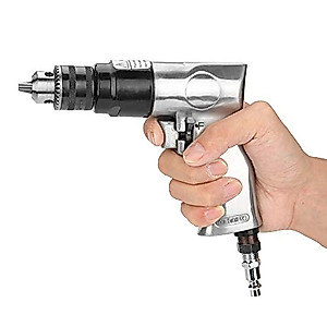 Air Drill 3/8,3/8Pneumatic Drill, 1700rpm 10mm High-speed CW/CCW Reversible Air Drill Pneumatic Drilling Tool for Furniture, Hardware, Machinery Production