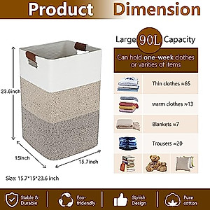 SIXDOVE Laundry Hamper 90L Extra Large Laundry Basket, Tall Woven Blanket Basket, Cotton Woven Storage Basket Hamper with Handles for Living Room, Collapsible Large Basket for Toys, Pillows, Blankets, Clothes-Gradient Yellow