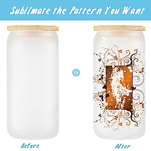 VACVOU 25 Pack 16oz Frosted Sublimation Beer Can Glass with Bamboo Lids and Straw,Glass Cups, Beer Glasses, Iced Coffee Glasses Reusable Drinking Glasses,DIY Gift(Frosted)