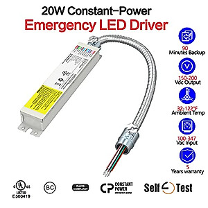 20W LED Emergency Light Driver 100-247V AC, 175V DC Rechargeable Emergency Driver Backup Battery, Emergency Time 90 Min Power Suply for Panel Light, Linear Light, UL Listed, 5-Year Warranty (10Pack)