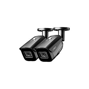 Lorex LNB9242B-2PK-W 4K (8MP) Smart IP Black Security Camera with Listen-in Audio and Real-Time 30FPS Recording (2-Pack)