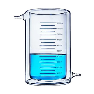 Deschem 2000mL Jacketed Glass Beaker 2L Jacket Cup Laboratory Glassware