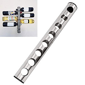 Wall Bottle Holder, Stainless Steel Wall Mounted Vertical Wine Holder Rack for Household Bar Supplies(Silver 8 Holes) Older Red Wine Bottle (stainless steel 8 holes)