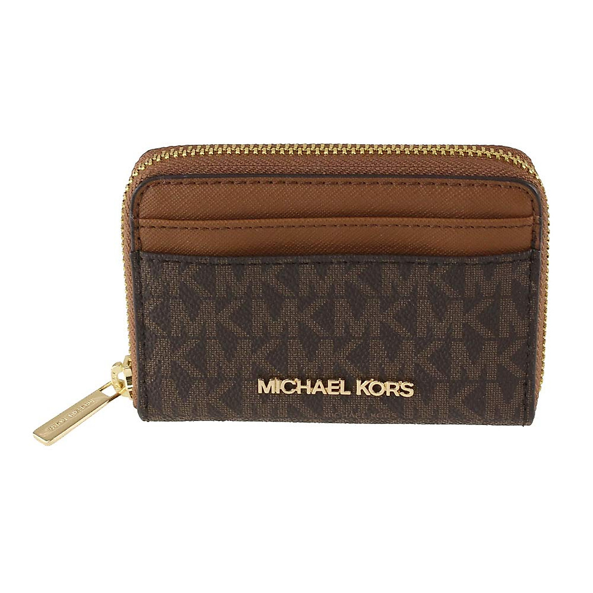 Michael Kors Jet Set Travel Medium Zip Around Faux Leather Card Case (Brown/Luggage)