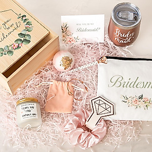 Bridesmaid Proposal Gifts, Bridesmaid Proposal Box, Will You Be My Bridesmaid Gift Wooden Box, Bachelorette Party Gifts, 12 oz Stainless Steel Wine Tumbler Cup, Bride Tribe, Engagement Wedding Gifts
