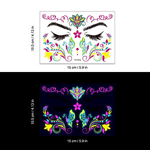 Glow In The Dark Tattoos for Adults, Blacklight Neon Glow Temporary Tattoos Makeup Butterfly Tattoos Stickers for Halloween Glow In The Dark Party Supplies