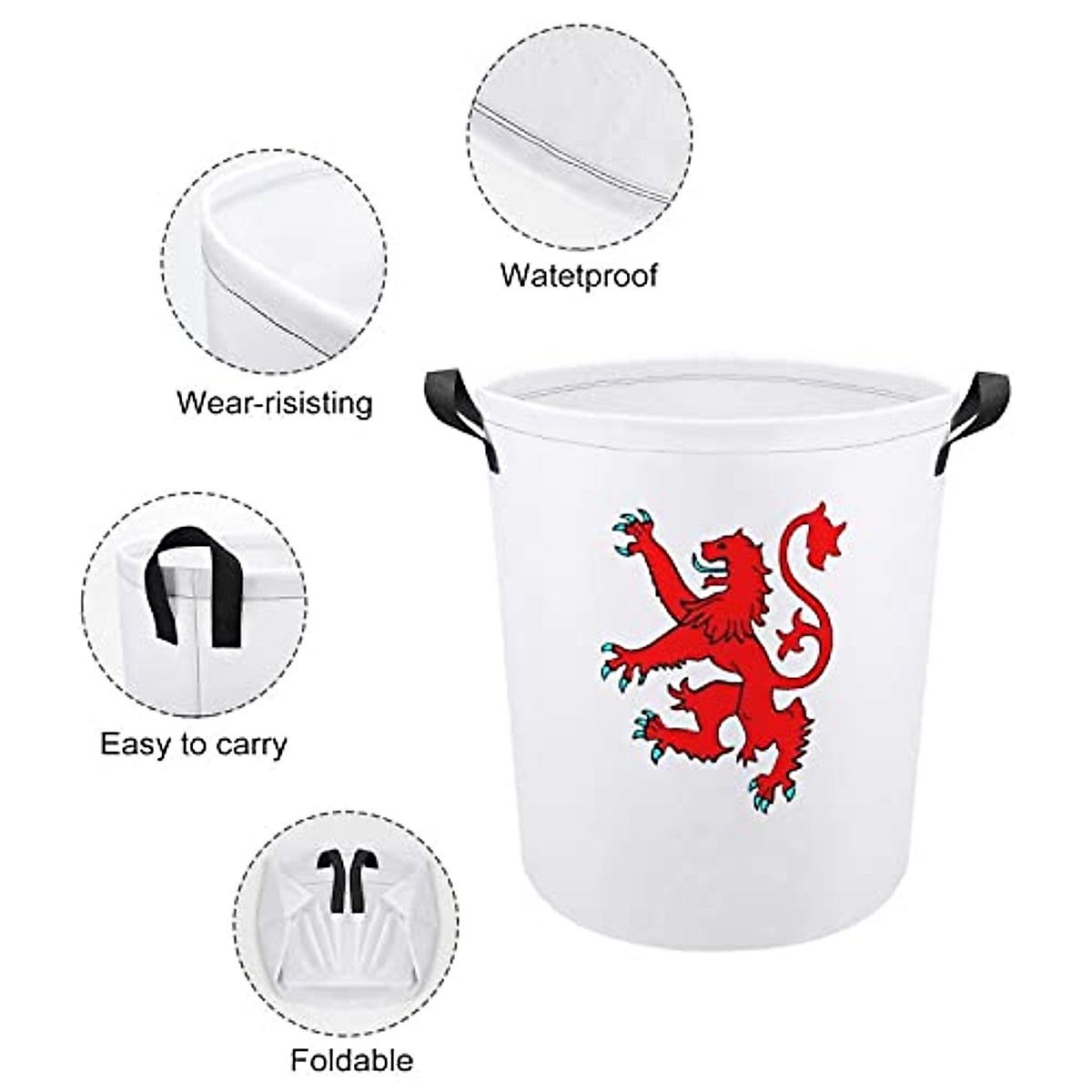Lion Rampant Scotland Large Laundry Basket Hamper Bag Washing with Handles for College Dorm Portable