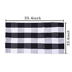 Cotton Rug Buffalo Checkered Plaid Rug Door Mat for Entry Way Washable Doormat Layering Mats(24" x 35", Black and White Plaid Rug)