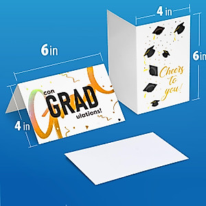 24 Pack Gold Foil 2024 Graduation Cards Bulk with Envelopes & Stickers - Variety of 6 Artist-Rendered Designs - Perfect for College & High School Graduation Gifts and Party Supplies.