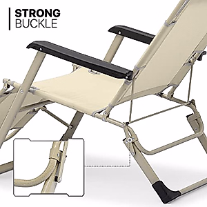 MoNiBloom Folding Beach Lounge Chair, Fixed 135° Angles Patio Outdoor Furniture Camping Pool Side Beach Lawn Lounger Chair with Adjustable Headrest for Lawn Backyard, 330lbs Capacity