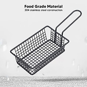 Fryer Basket, Food Grade 304 Stainless Steel Strong Durable Safe Fry Basket, Lightweight Simple Convenient Drainage Thickened Fry Baskets with Handle, for Restaurant(Long)