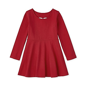 The Children's Place Baby Girls and Toddler Long Sleeve Fashion Skater Dresses Casual, Classic Red, 5T US