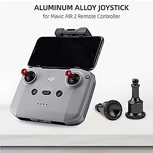 Kimyoaee 1 Pair Remote Controller Stick CNC Aluminum Transmitter Joystick Thumb Rocker Metal Protector for DJI Mavic Air 2 Drone - Black