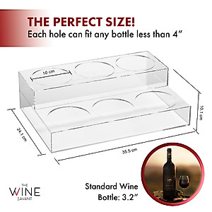 Acrylic Bottle Holder, Coffee Syrup Rack Display Case | 2-Tiered 6 Bottle | Wine Bar Bottle Rack, Clear Shelf Rack for Kitchen, Countertop, Fridge Pantry Storage Organizer - Wine, Soda, Cans, Liquor