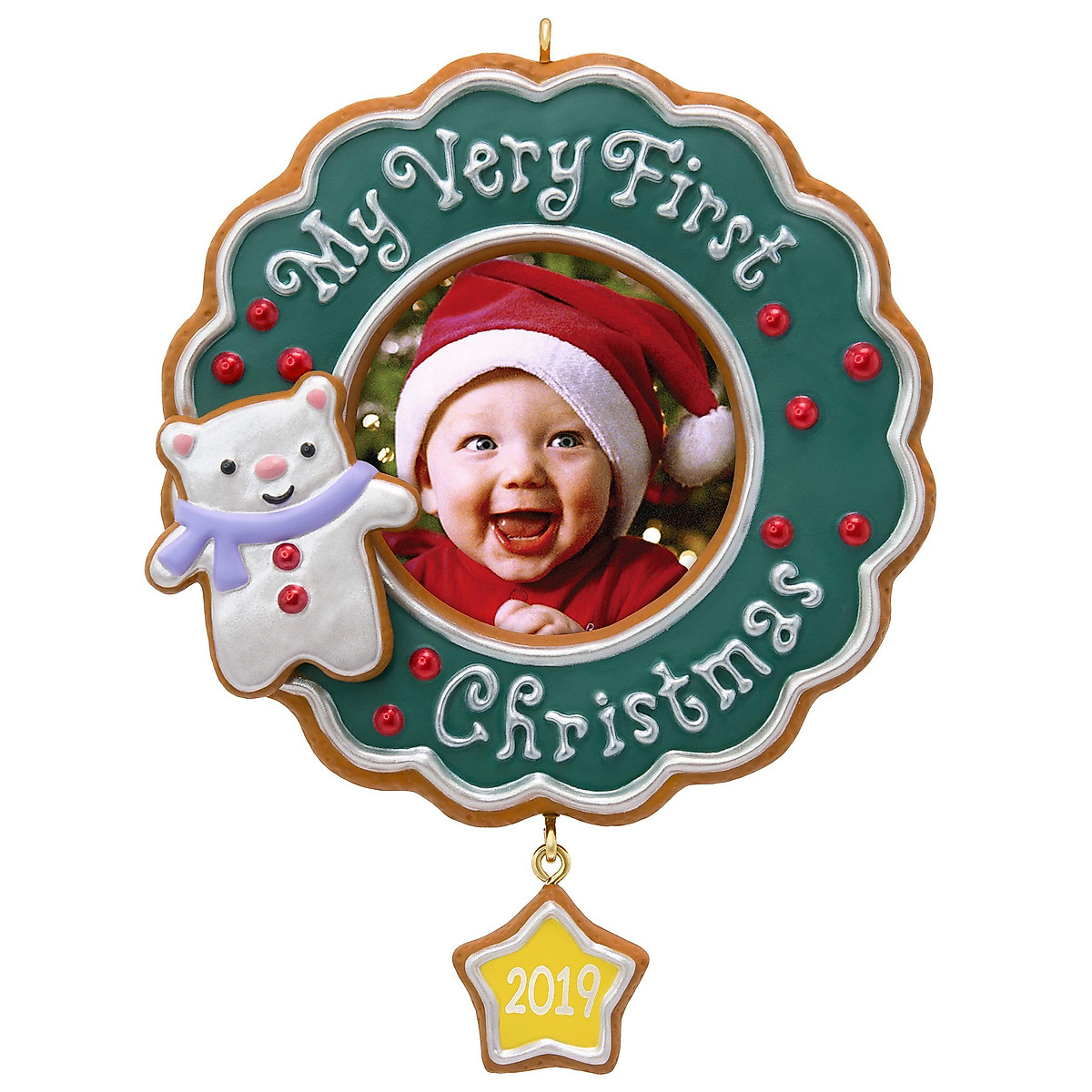 Hallmark Keepsake 1299QGO2347 Ornament 2019 Year Dated, My Very First Christmas Baby Photo Frame