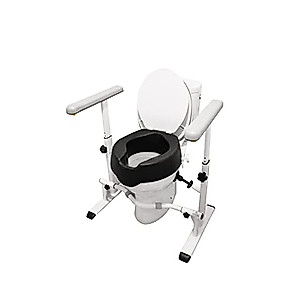 KMINA - Toilet Safety Rails with Raised Seat (Pack), 4 Inch Raised Toilet Seat with Handles for Elderly, Handicap Toilet Seat with Handles Over Toilet