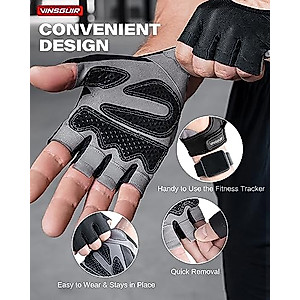 VINSGUIR Workout Gloves for Men and Women, Fingerless Weight Lifting Gloves with Excellent Grip, Lightweight Gym Gloves for Exercise, Weightlifting, Fitness, Training, Climbing, Cycling and Rowing