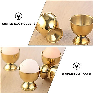 Cabilock 6pcs Egg Cup Egg Tray Stainless Steel Boiled Egg Cups Holder Stand Serving Cup for Egg Dishwasher Safe Gold