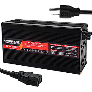 WAOUKS 58.8V 10A Charger DC 58.8V Li-ion Battery Charger Used for 14S 52V 51.8V Lithium Battery Pack Charger with Cooling Fan Smart Charger Output C13 PING Connector