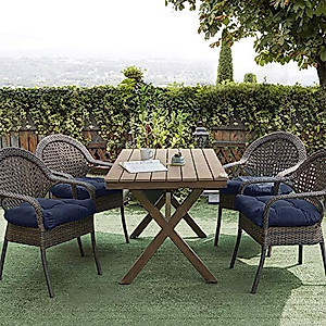 Sweet Home Collection Patio Cushions Outdoor Chair Pads Premium Comfortable Thick Fiber Fill Tufted 19" x 19" Seat Cover, 2 Count (Pack of 1), Navy Blue