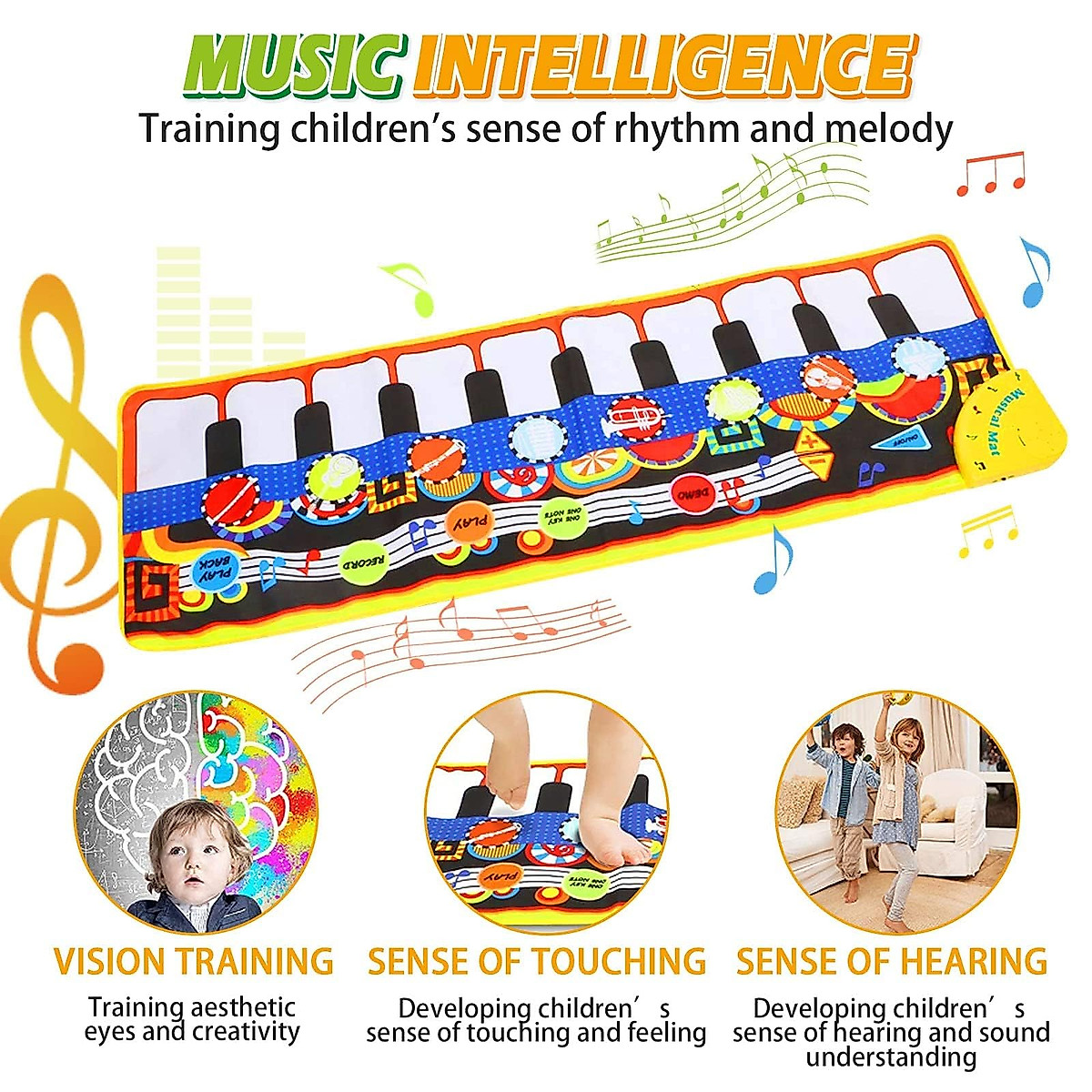 Cyiecw Piano Mat, Toddler Toys Musical Mat with 25 Music Sounds Floor Piano Keyboard Mat Carpet Touch Playmat Educational Toys for Baby Kids Boys Girls 1 2 3+ Year Old