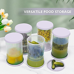 ForTidy Pickle Container with Strainer Flip and Label - 47 oz Airtight Olive Jar, BPA-Free, Dishwasher Safe, Goodbye Juice Finger, Kitchen Organization Must-Have Versatile Food Saver (Grayish White)