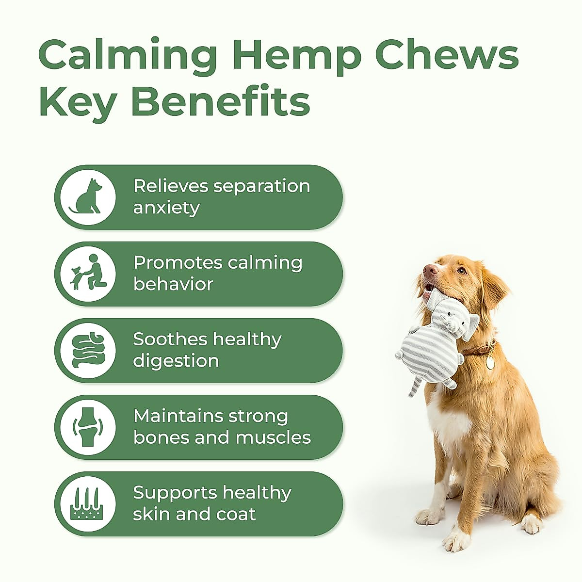 PAWLABS Calming Hemp Chews for Dogs - Relieve Anxiety & Stress - Organic Hemp, Chamomile, Protein Powder, Valerian Root - Natural Calming Aid - Vet Formulated, USA Made - Duck Flavor - 120 Count