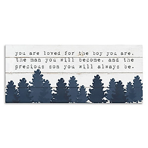 Stupell Industries You Are Loved For The Precious Son You Are Navy Blue Forest Canvas Wall Art Design By Artist Daphne Polselli