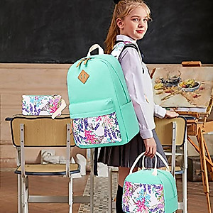 Bluboon Canvas Bookbags School Backpack Set Laptop Schoolbag for Teens Girls Middle School