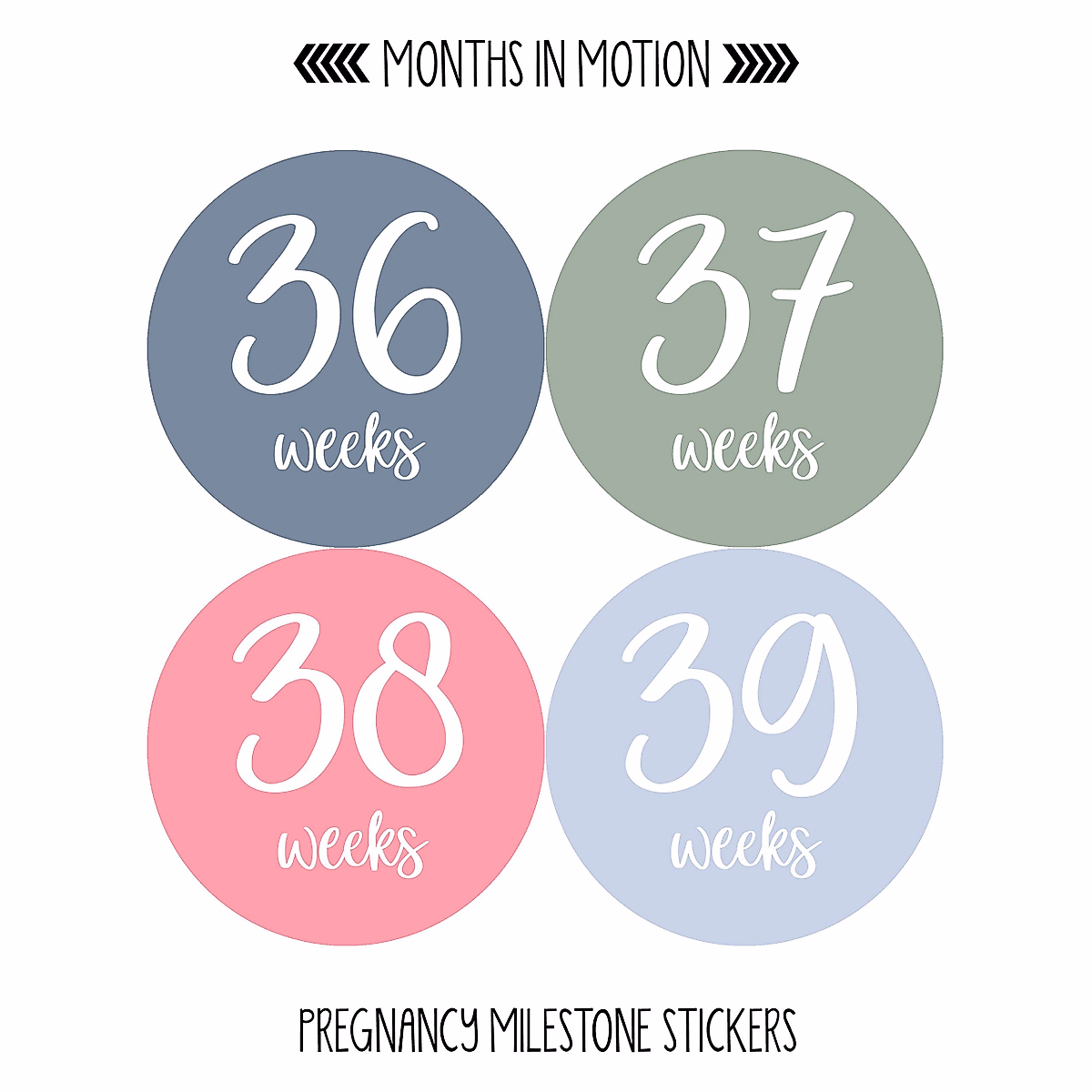 Months In Motion Pregnancy Weekly Belly Growth Stickers, 36 pcs - Purple Pink, Matte Finish, Cloth Surface, for Maternity Photo Sessions & Keepsakes