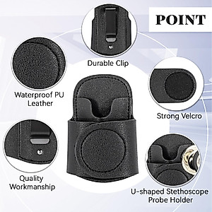 Chihutown Leather Stethoscope Holder Hip Clip, Stethoscope Hip Holder for Waist Belt, Clip-on Stethoscope Holder for Physicians Nurses (black)