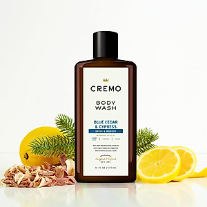 Cremo Rich-Lathering Blue Cedar & Cypress Body Wash, A Woodsy Scent with Notes of Lemon Peel, Cypress and Cedar, 16 Fl Oz (2-Pack)